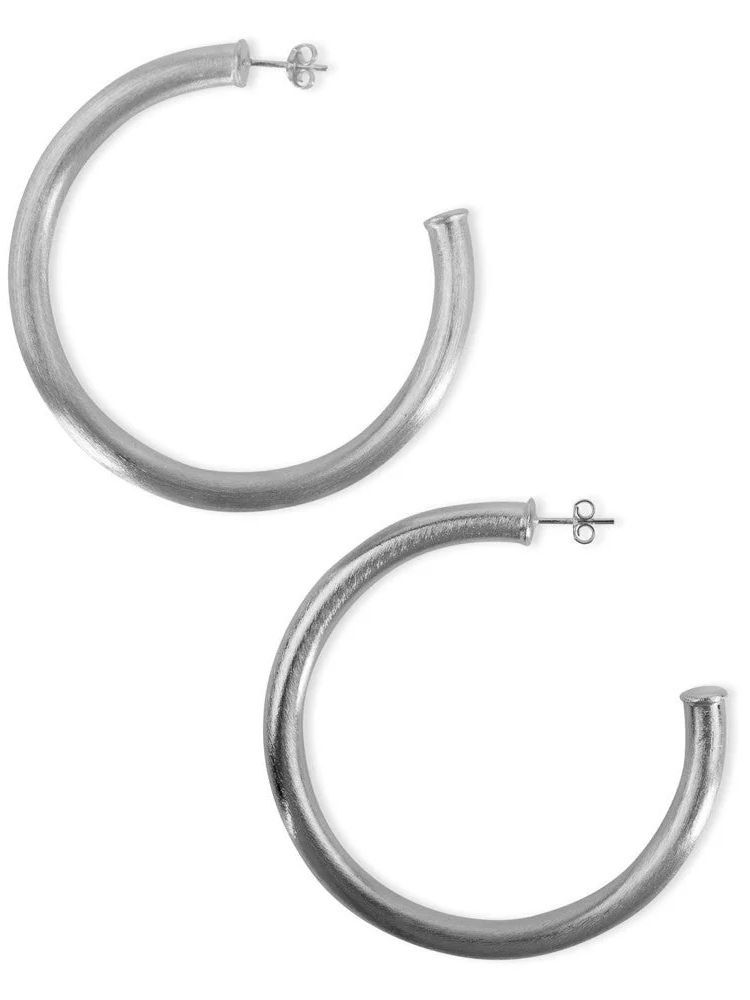 Arlene Hoops - Brushed Silver – Monkee's of Raleigh