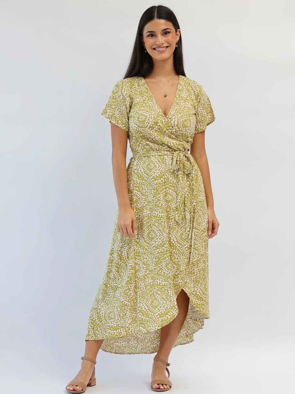 Castaway Wrap Dress - Sweet Grass – Monkee's of Raleigh