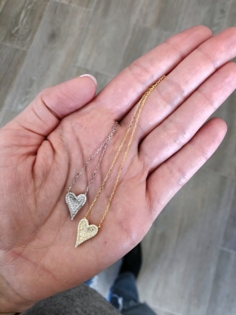 Small Pave Heart Necklace – Monkee's of Raleigh